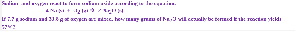 Solved Sodium and oxygen react to form sodium oxide | Chegg.com