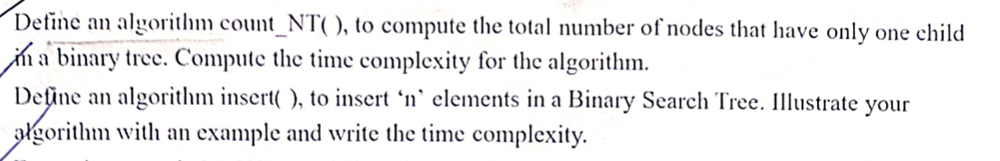 Solved Detine an algorithm count_NT( ), to compute the total | Chegg.com