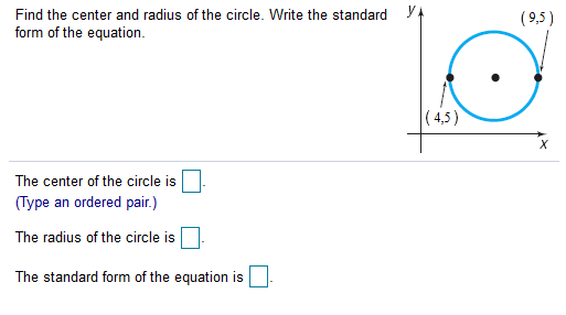Solved Find the center and radius of the circle. Write the | Chegg.com