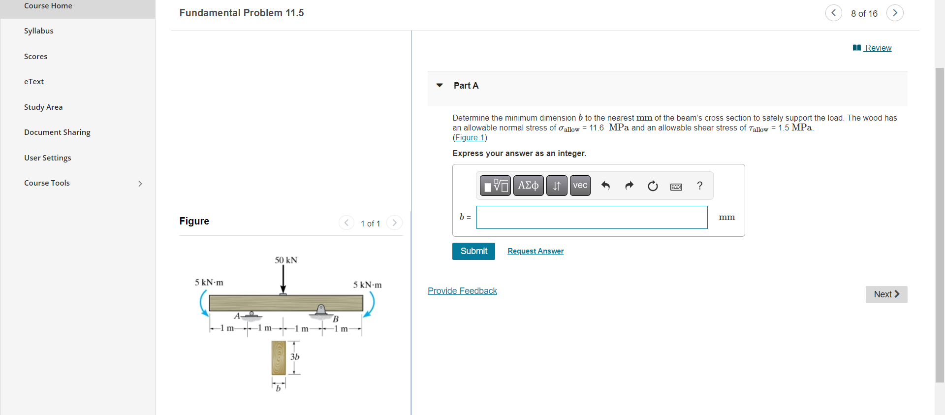 Solved Determine the minimum dimension b to the nearest mm | Chegg.com