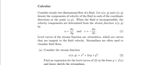 Solved Calculus Consider steady two-dimensional flow of a | Chegg.com