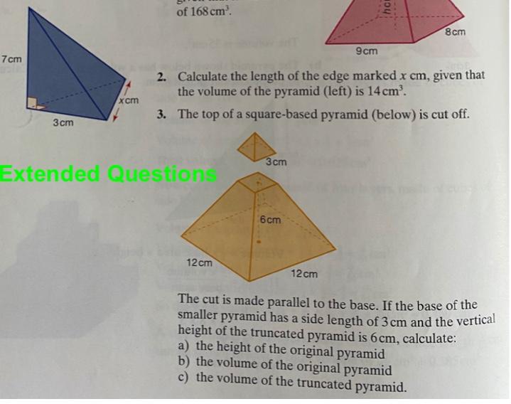 Solved of 168 cm3. 2. Calculate the length of the edge | Chegg.com