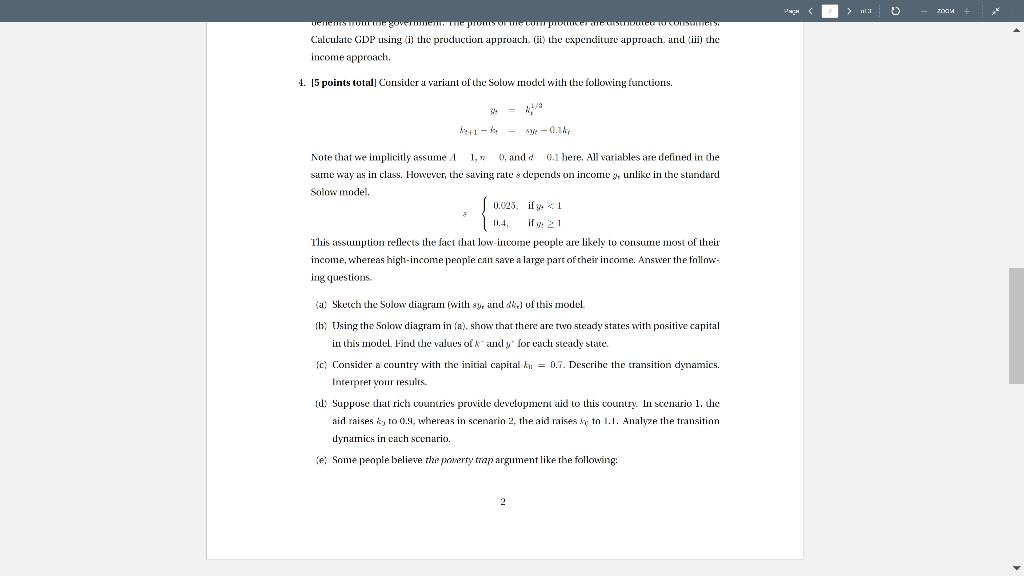 Calculate GDP using (i) the production approach, (ii) | Chegg.com