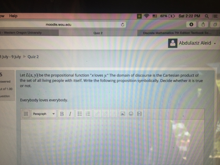Solved Let L X Y Be The Propositional Function X Loves