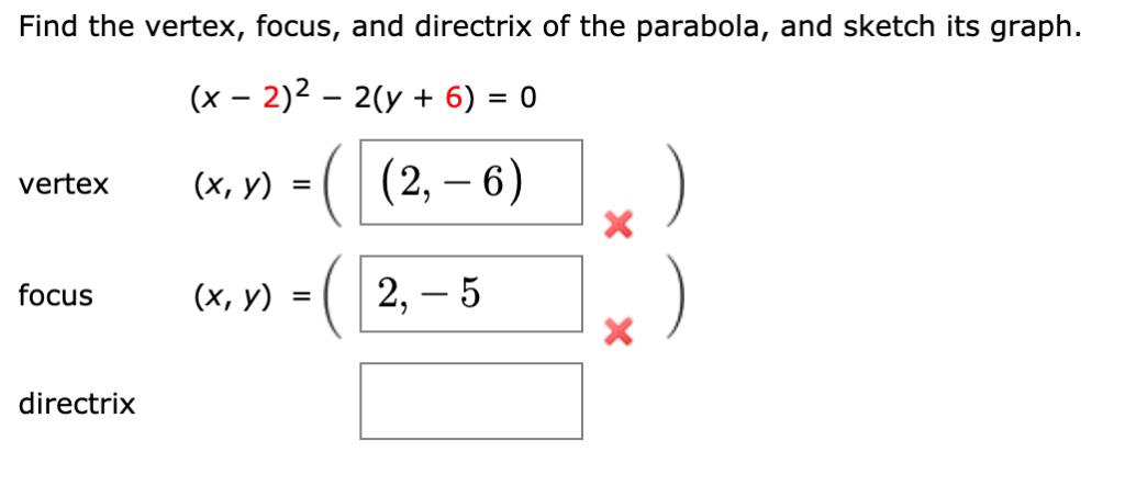 Solved Find the vertex, focus, and directrix of the | Chegg.com