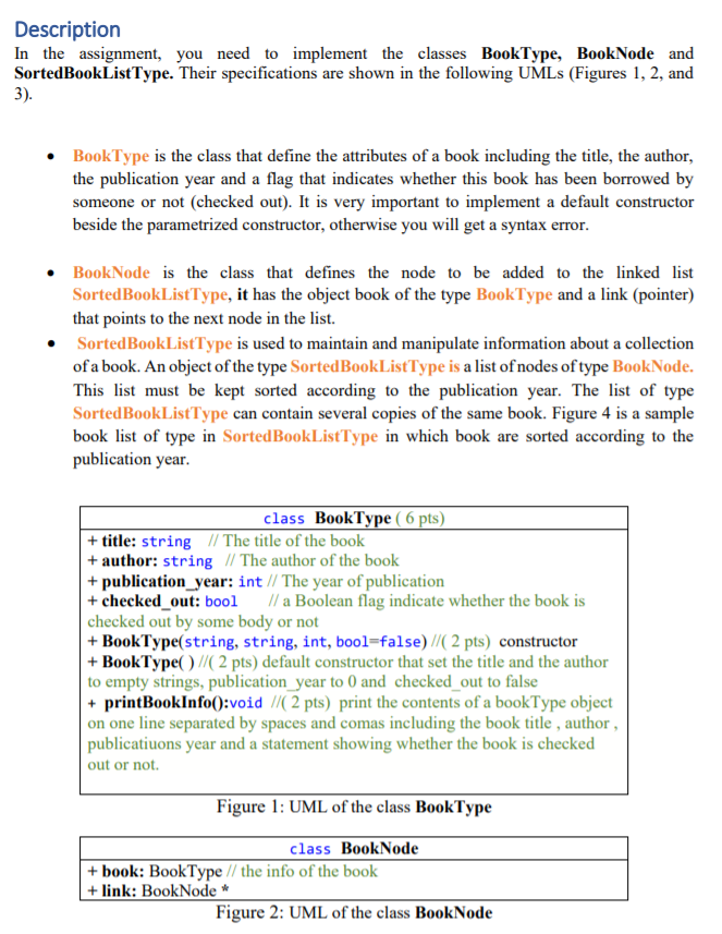 Solved Description In the assignment, you need to implement | Chegg.com