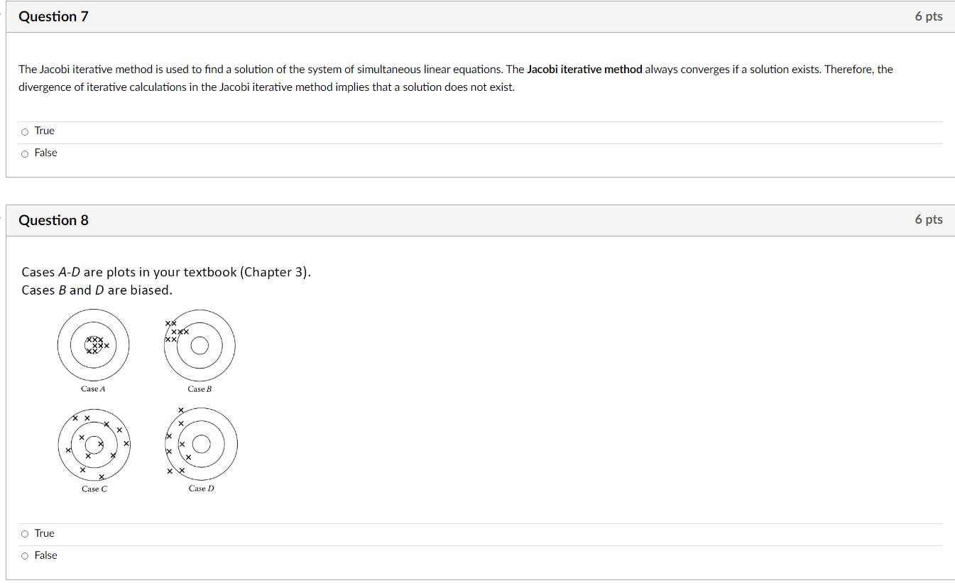 Solved Question 7 6 pts The Jacobi iterative method is used | Chegg.com