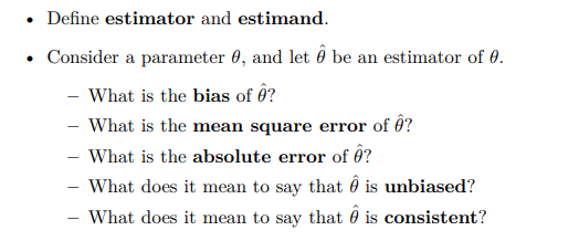 Solved - Define estimator and estimand. - Consider a | Chegg.com