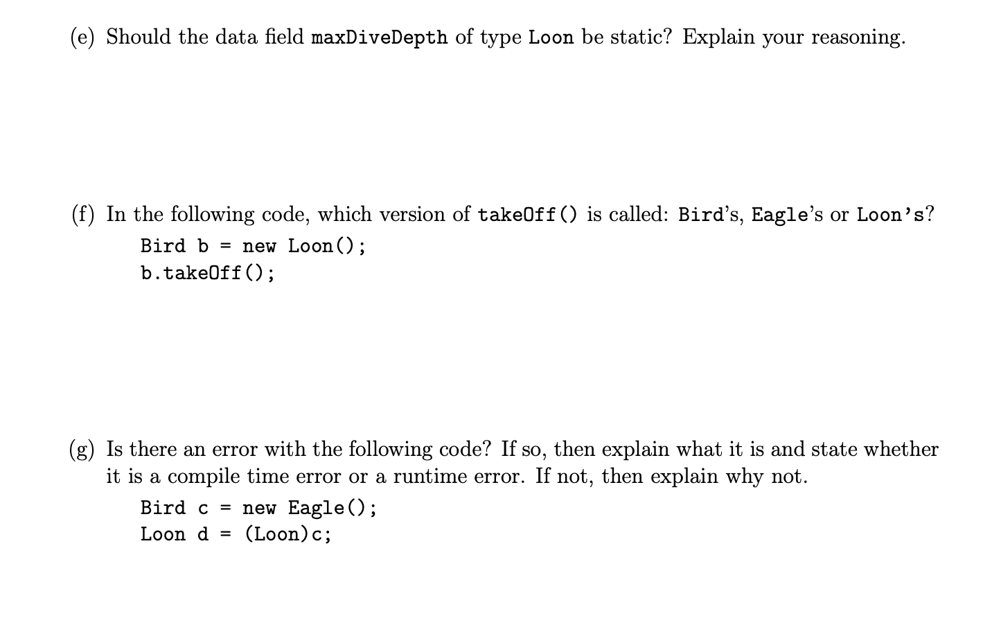 Solved 1. Let's say you are tasked with writing classes | Chegg.com
