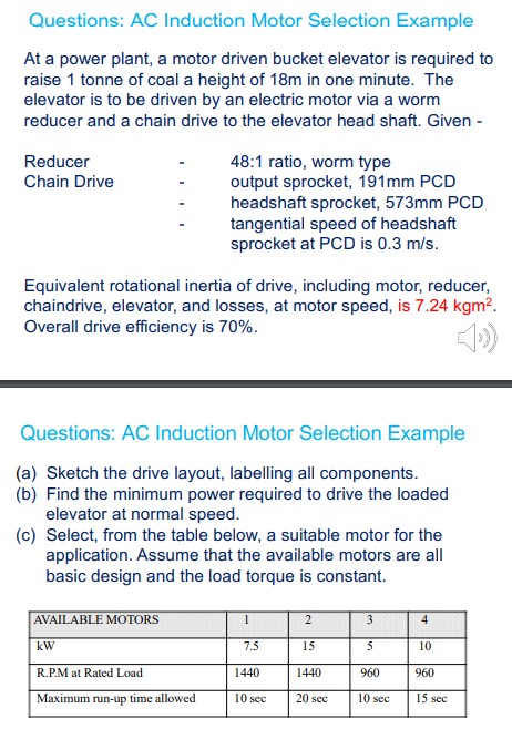 Solved a) ﻿Sketch the drive layout, labelling all | Chegg.com