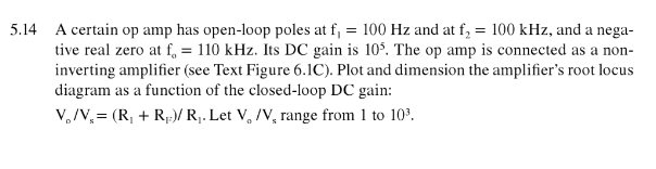14 A certain op amp has open-loop poles at f1=100 Hz | Chegg.com
