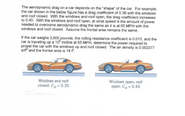 Solved The aerodynamic drag on a car depends on the "shape" | Chegg.com