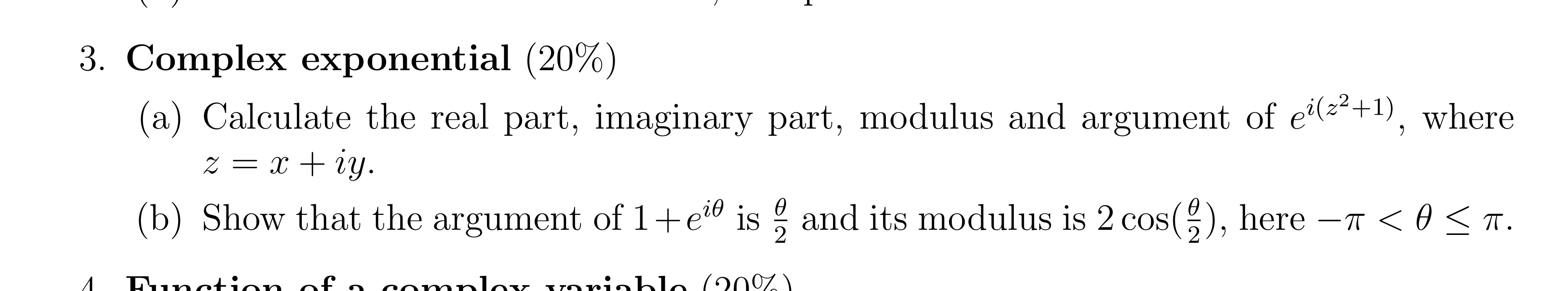 Solved 3. Complex exponential (20%) (a) Calculate the real | Chegg.com