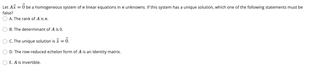 Solved Let Ax=0 be a homogeneous system of n linear | Chegg.com