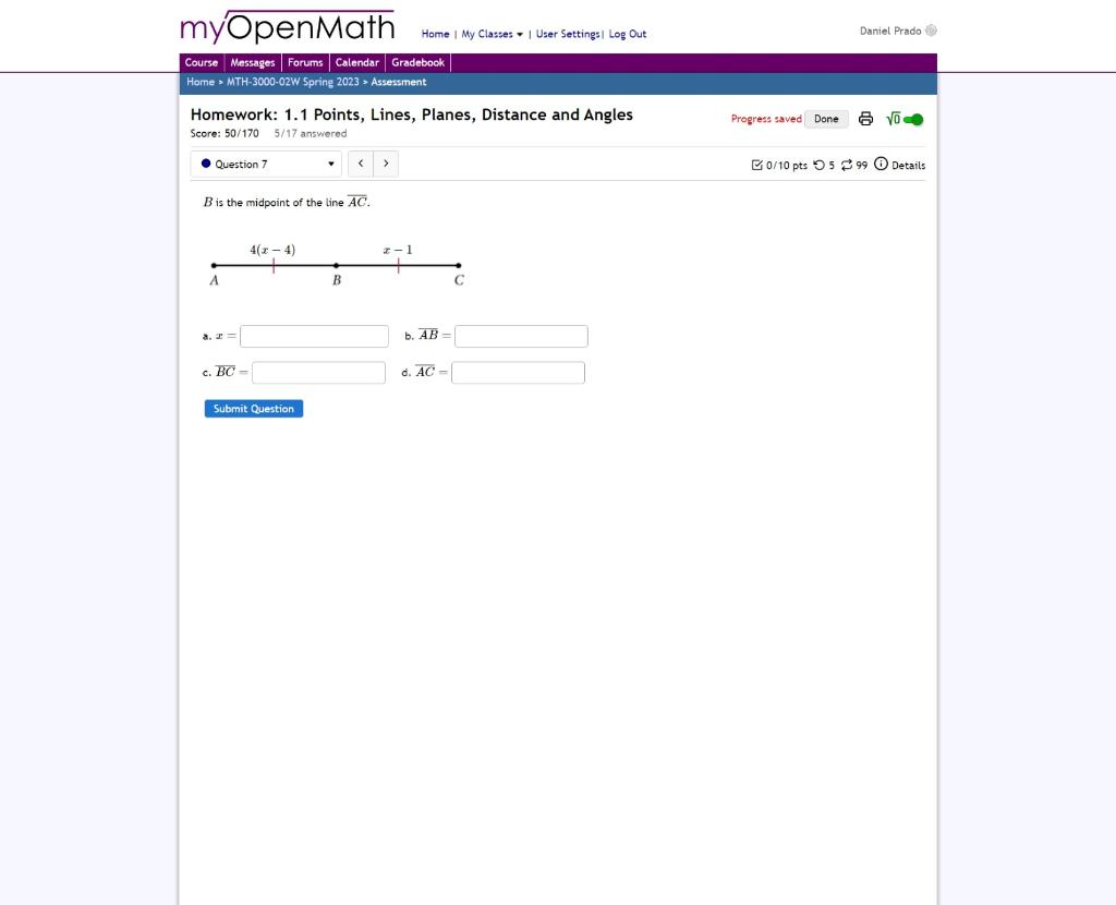 Solved B is the midpoint of the line AC. | Chegg.com
