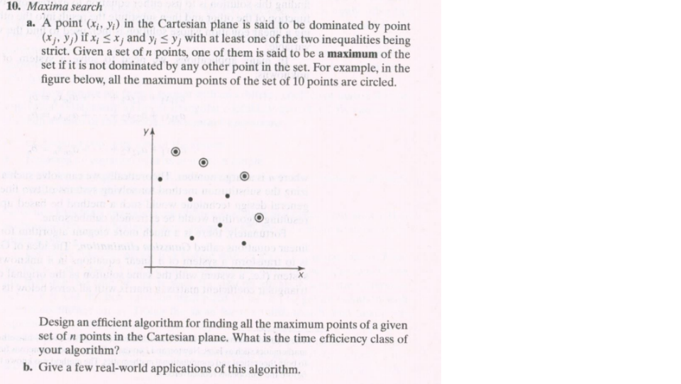 Solved 10. Maxima search a. A point (xi, yi) in the | Chegg.com
