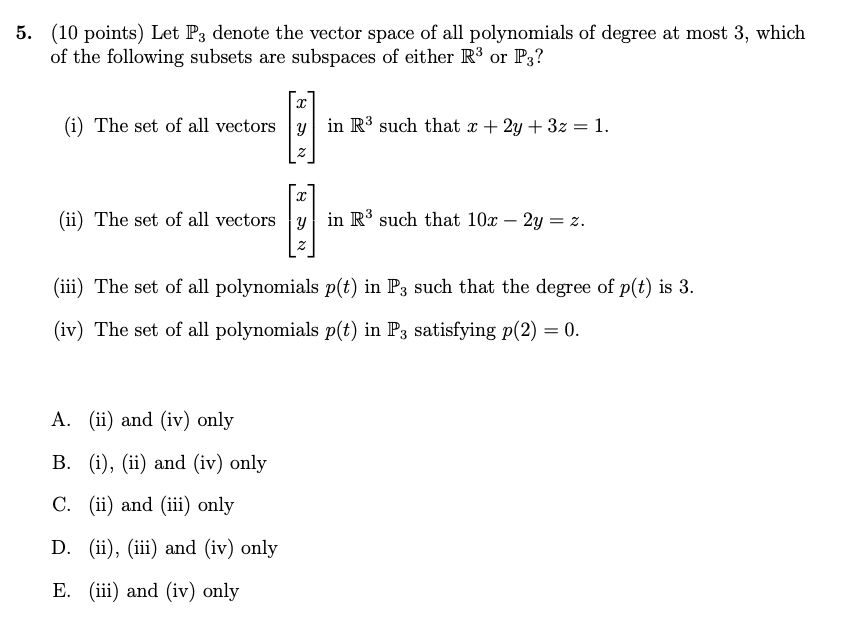 Solved (10 points) Let P3 denote the vector space of all | Chegg.com