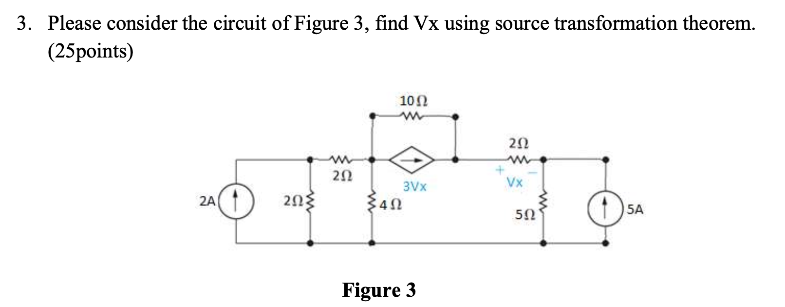 Solved 3. Please consider the circuit of Figure 3, find Vx | Chegg.com