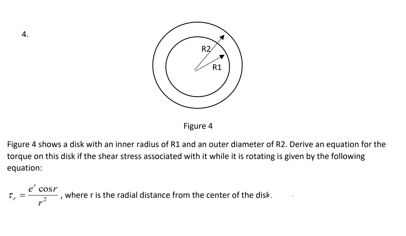 Solved 4. R2 R1 Figure 4 Figure 4 shows a disk with an inner | Chegg.com