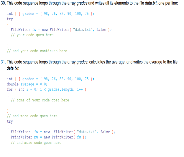 Solved 30 This Code Sequence Loops Through The Array Grades 