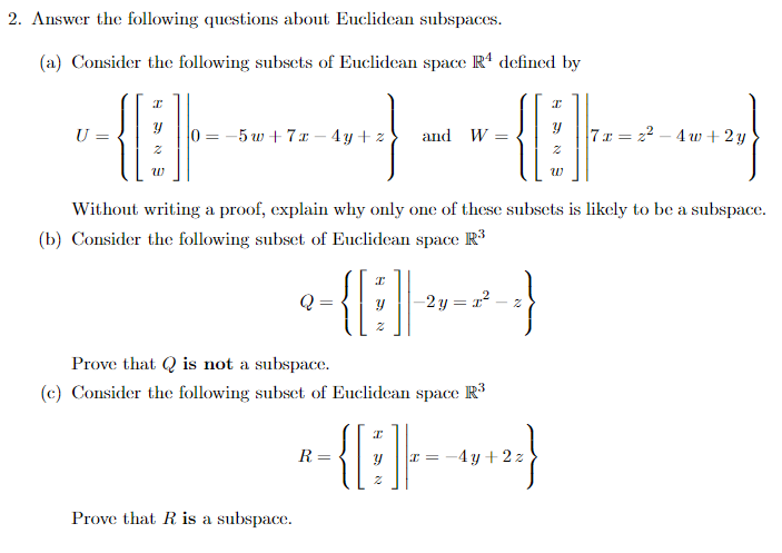 Solved Answer the following questions about Euclidean | Chegg.com