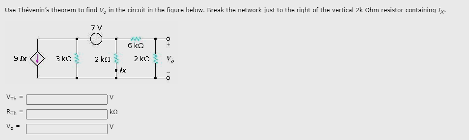 Solved Use Thévenin's theorem to find V, in the circuit in | Chegg.com