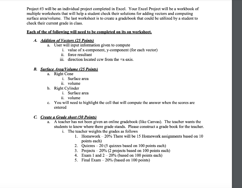 Project #3 will be an individual project completed in | Chegg.com