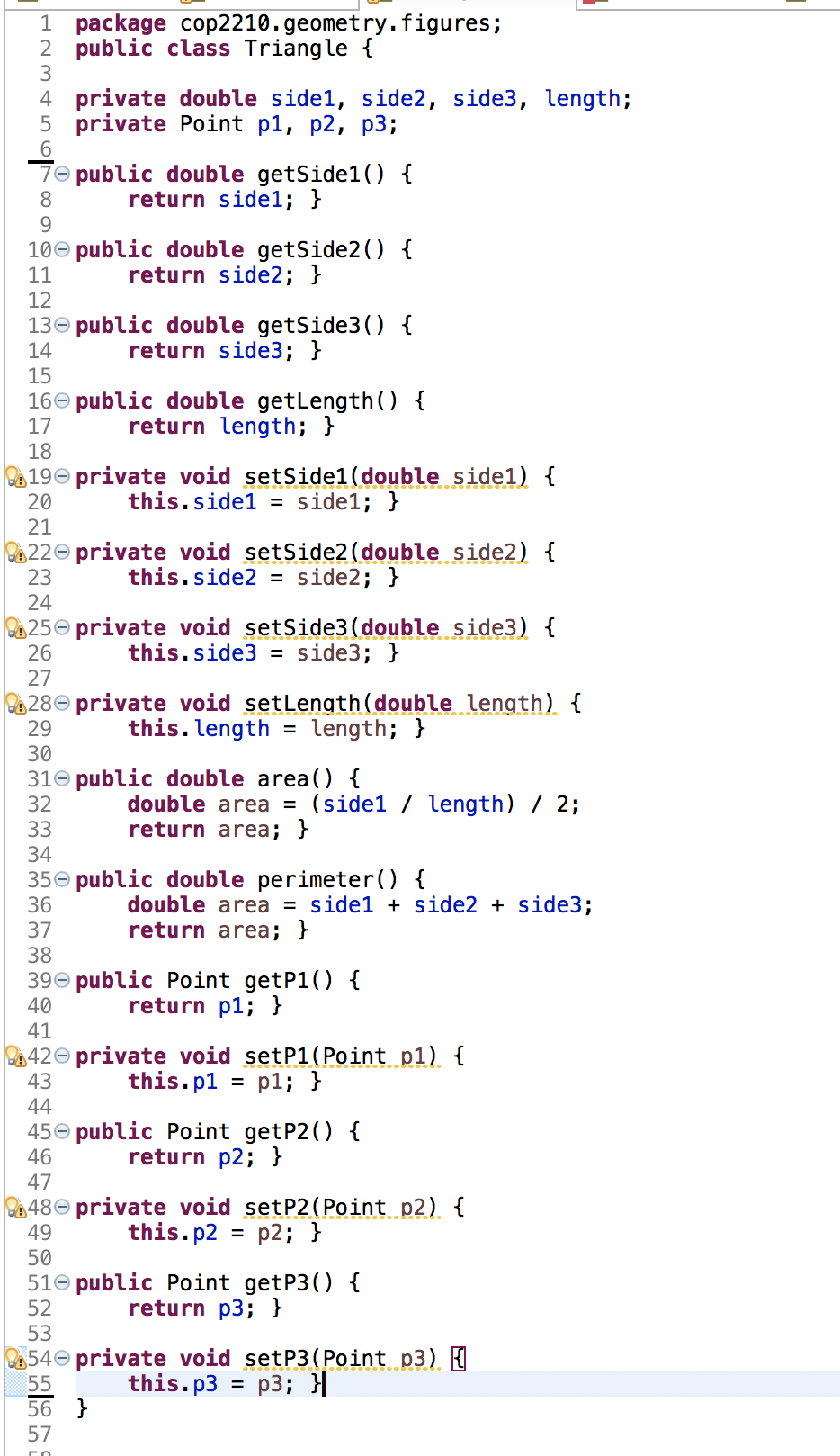 Solved Modify the figure class Triangle to allow the length | Chegg.com