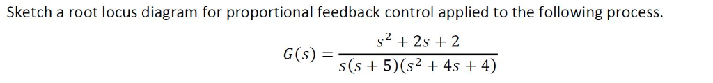 Solved Sketch a root locus diagram for proportional feedback | Chegg.com
