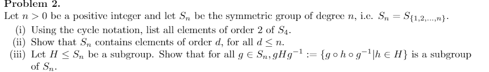 Solved Problem 2. Let n > 0 be a positive integer and let Sn | Chegg.com
