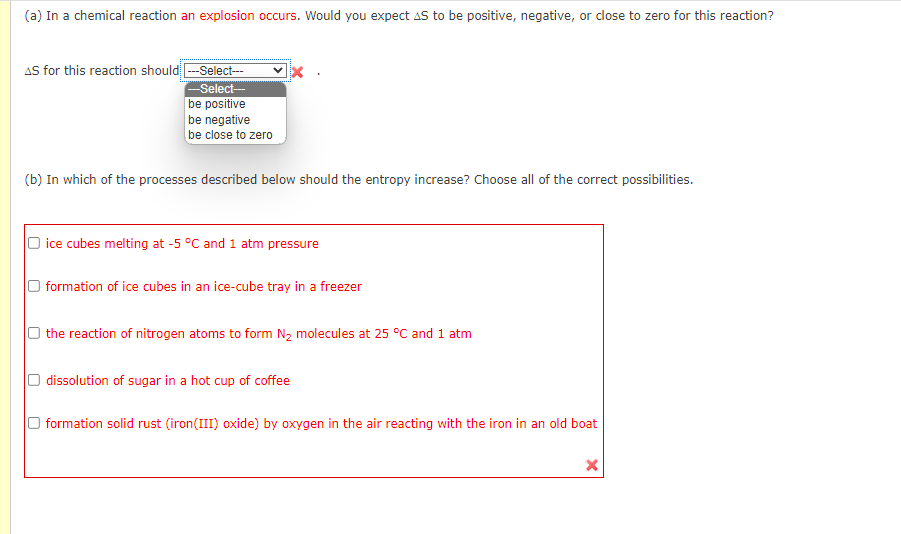Solved (b) In which of the processes described below should | Chegg.com