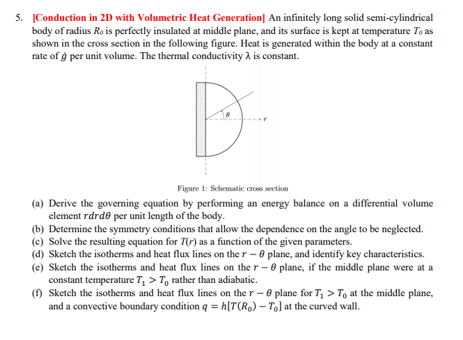 5. Conduction in 2D with Volumetric Heat Generation) | Chegg.com