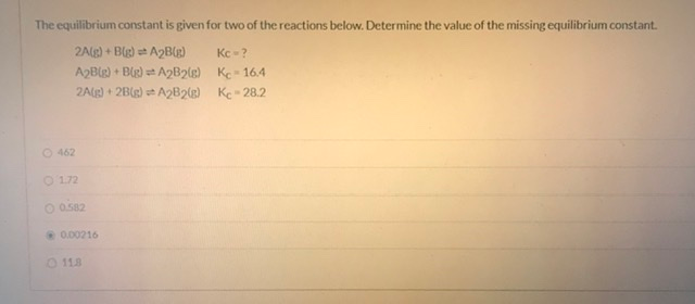 Solved The equilibrium constant is given for two of the | Chegg.com