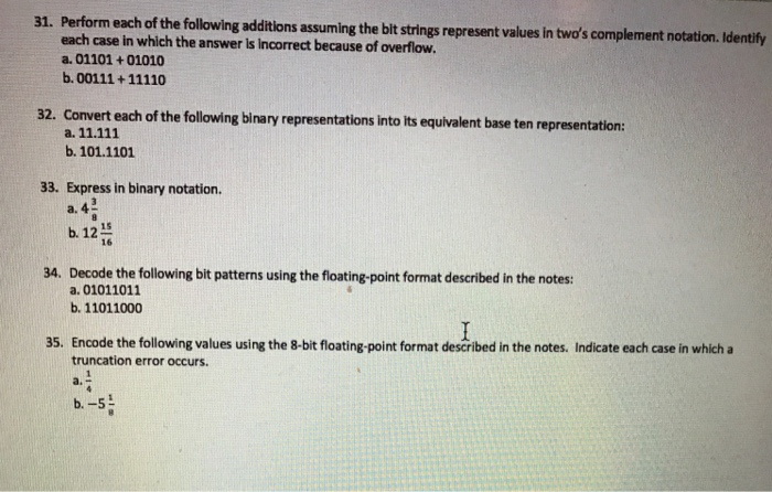 Solved 31 Perform Each Of The Following Additions Assuming 5649