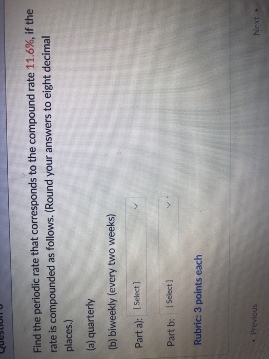 Solved Find the periodic rate that corresponds to the | Chegg.com