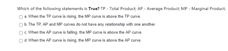 Solved Which of the following statements is True? TP - Total | Chegg.com