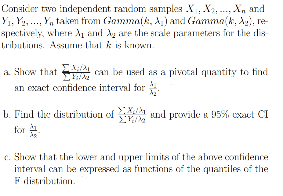 Solved Consider two independent random samples X1,X2,…,Xn | Chegg.com