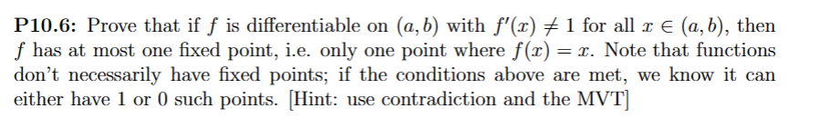 Solved P10.6: Prove that if f is differentiable on (a,b) | Chegg.com