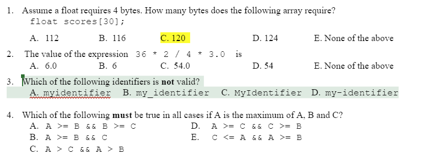 Solved 1. Assume a float requires 4 bytes. How many bytes | Chegg.com