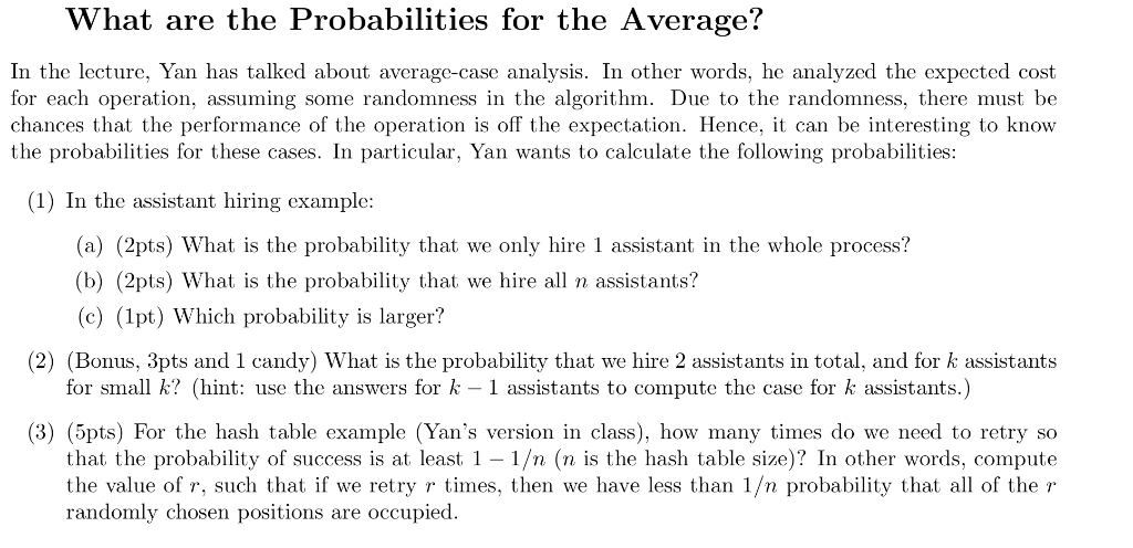 What are the Probabilities for the Average? In the | Chegg.com