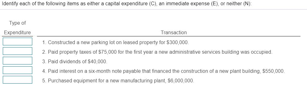 Solved Identify each of the following items as either a | Chegg.com