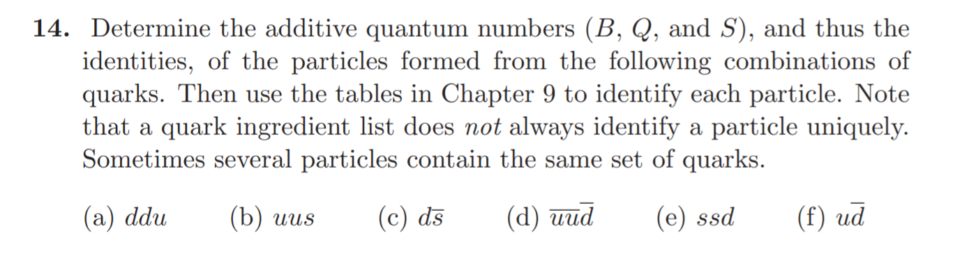 Solved 14. Determine the additive quantum numbers (B, Q, and | Chegg.com