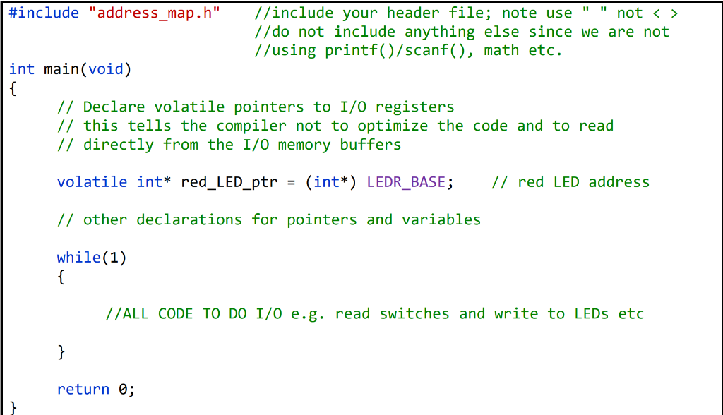 Solved FOR DE10-LIte Microcontroller Board(Code is in | Chegg.com
