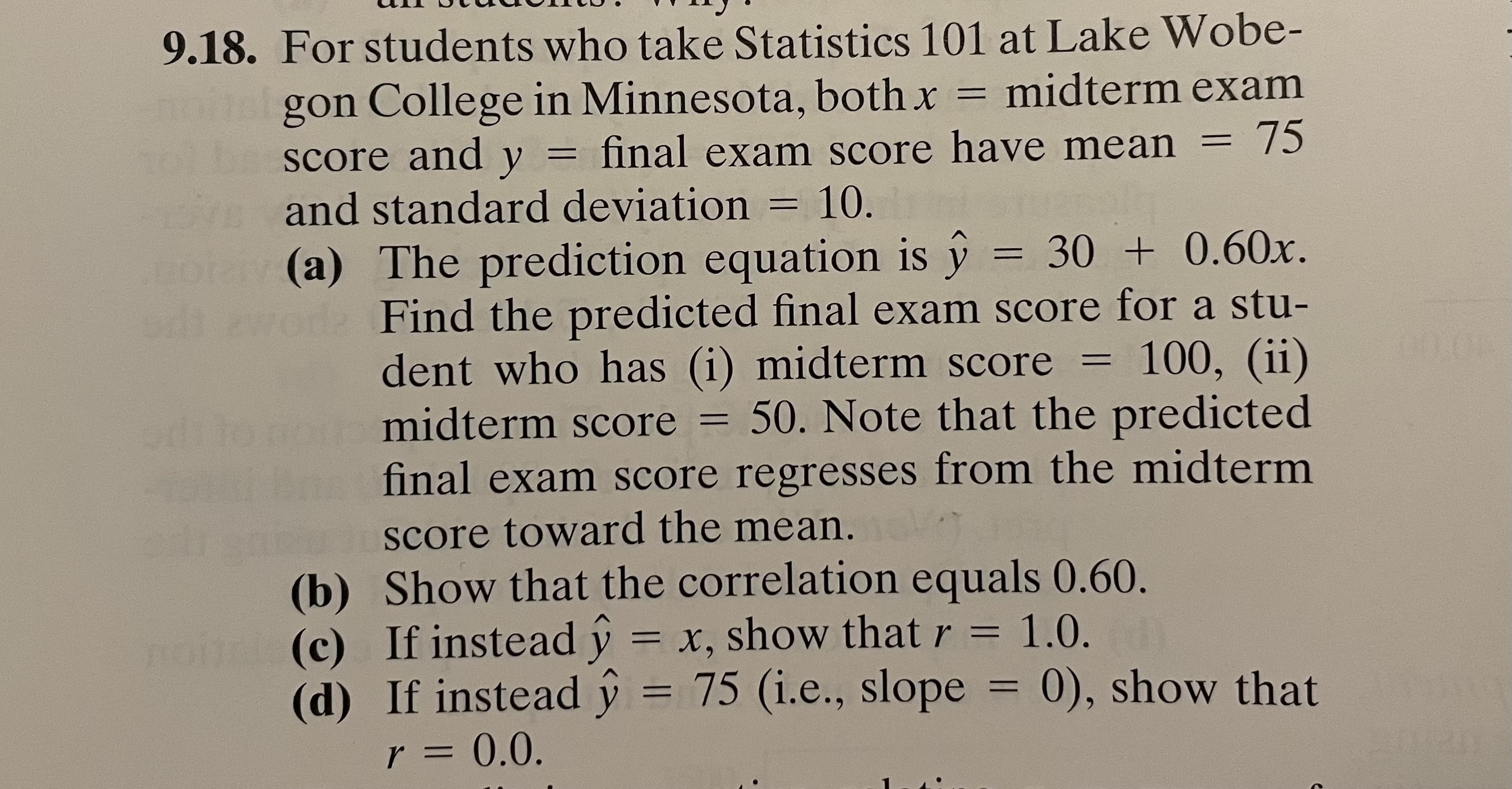 Solved 18. For students who take Statistics 101 at Lake | Chegg.com