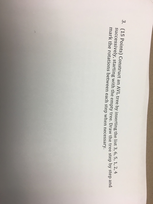 Solved Construct an AVL tree by inserting the list 3, 6, 5, | Chegg.com
