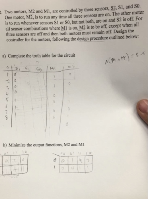 Solved . Two motors, M2 and M1, are controlled by three | Chegg.com