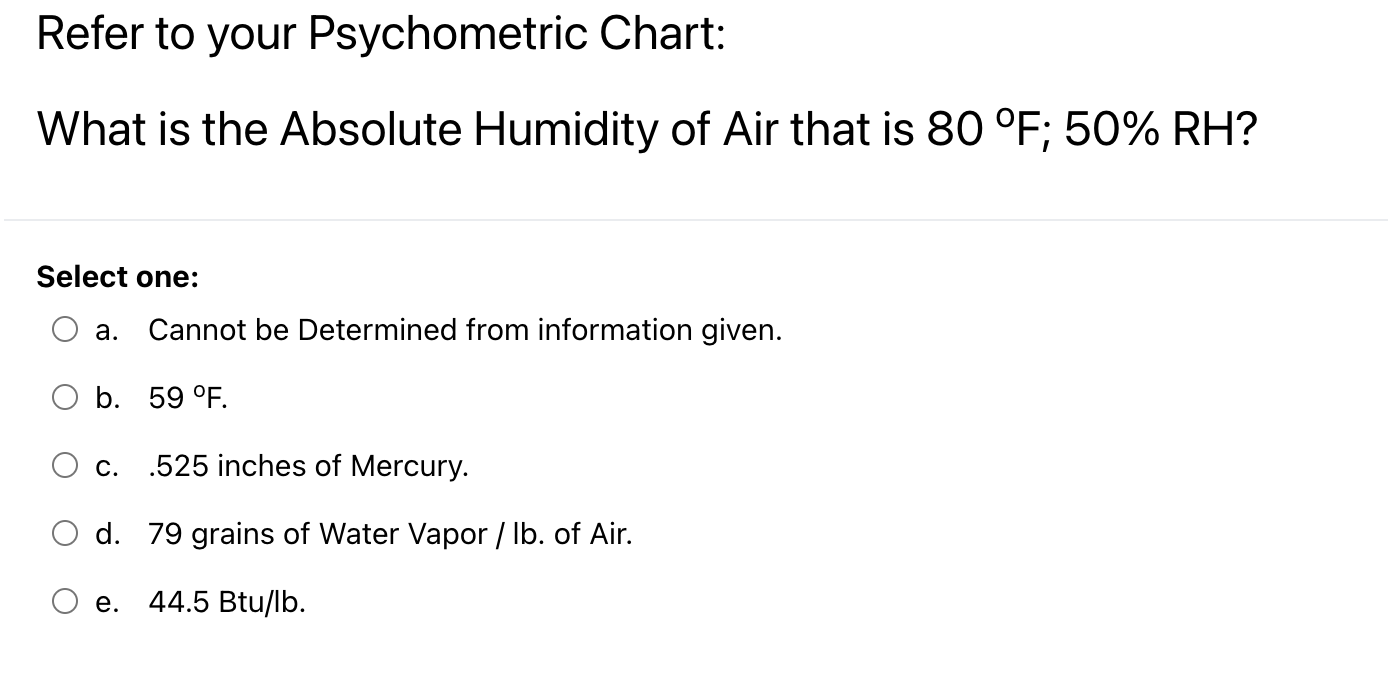 Solved Refer to your Psychometric Chart: What is the | Chegg.com