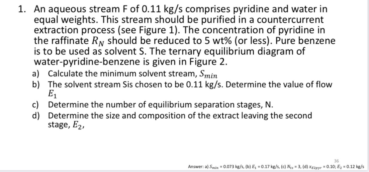 Solved 1. An aqueous stream F of 0.11 kg/s comprises | Chegg.com