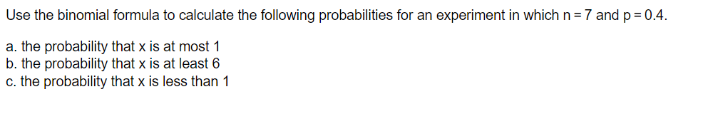 Solved Use the binomial formula to calculate the following | Chegg.com