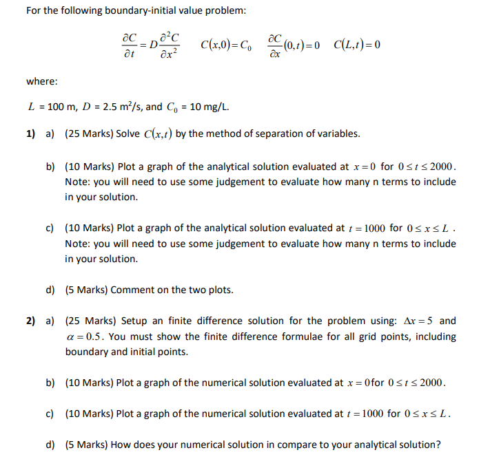 Solved For the following boundary-initial value problem: ac | Chegg.com
